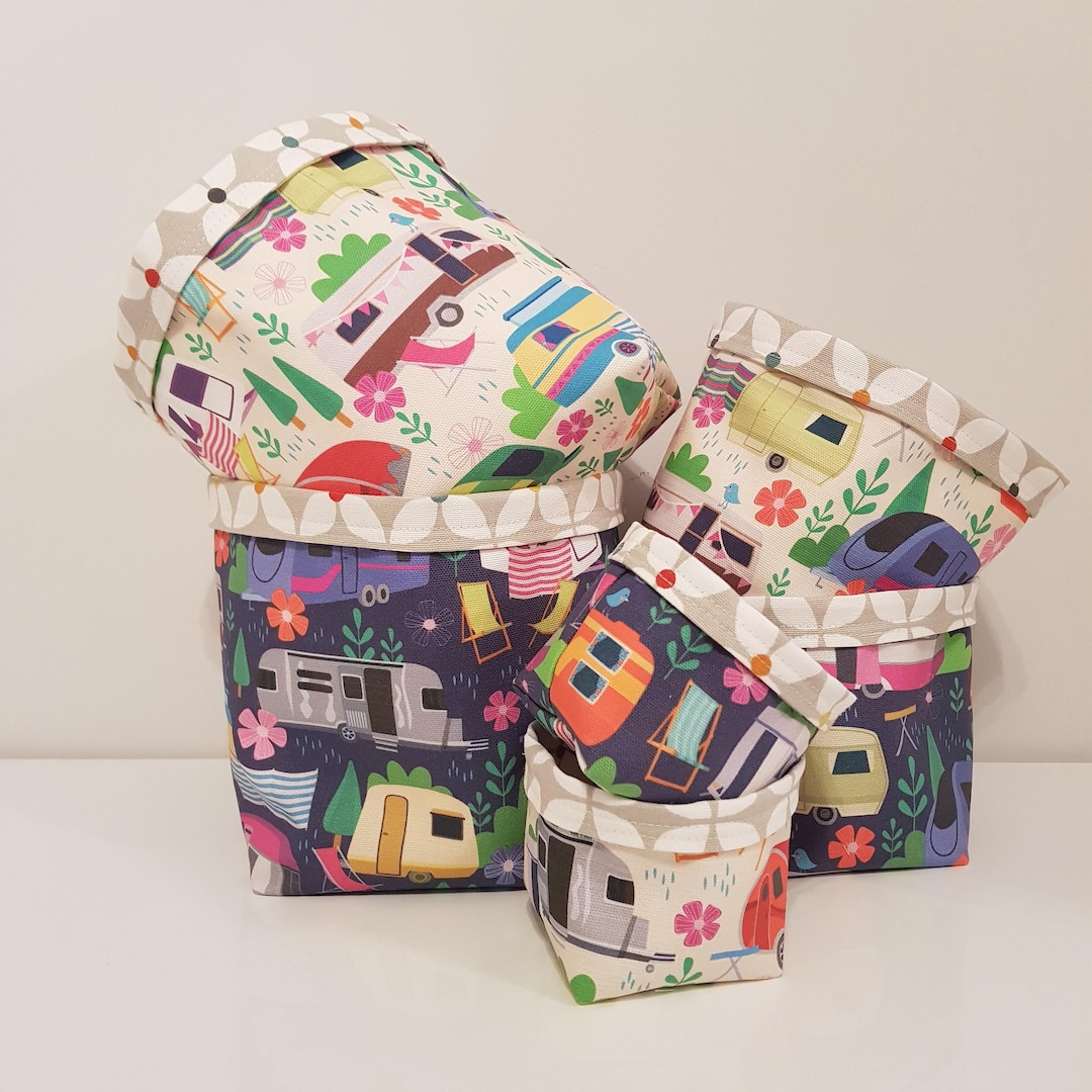 Caravan Fabric Storage Baskets - Etsy UK