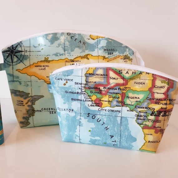 World Map / Atlas Oilcloth Waterproof Wash Bag / Shower Bag - Etsy UK