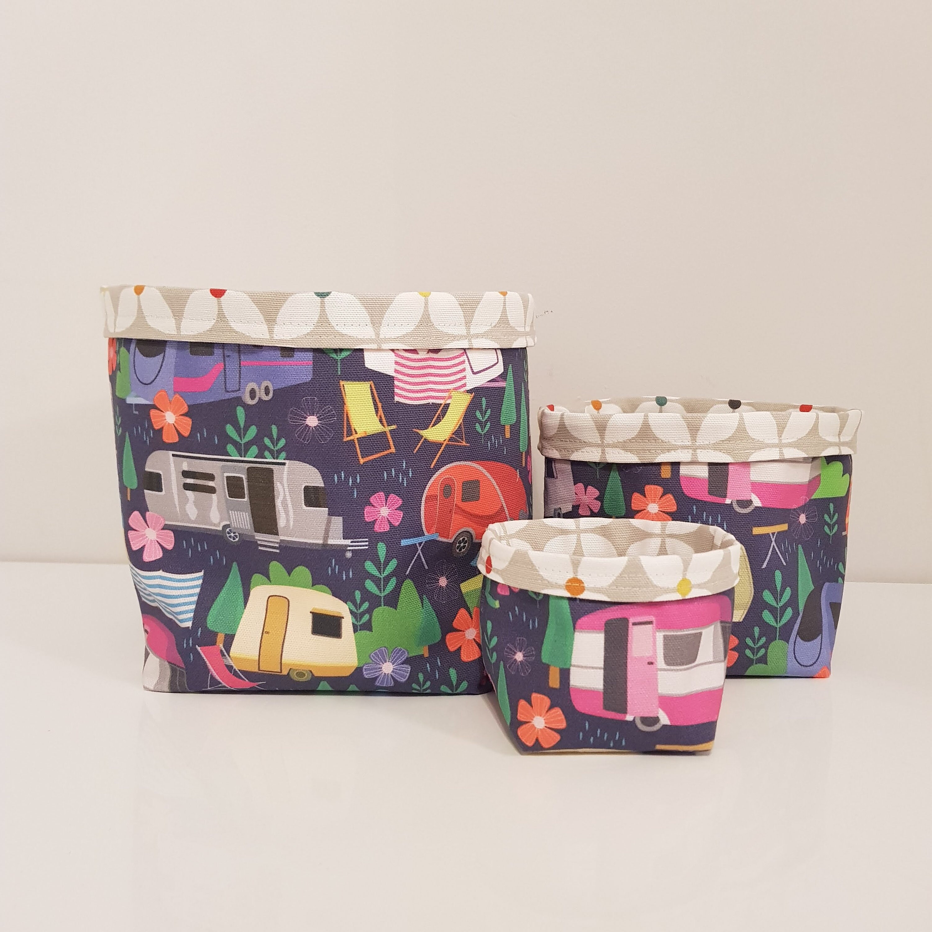 Caravan Fabric Storage Baskets - Etsy UK
