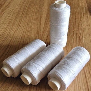 Set of Linen Thread 1/5/10 White Spools X 100 Meters Czech Linen ...