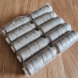 Linen Thread Natural Grey X 100 Meters Set of 1/5/10 Spools Czech Linen ...