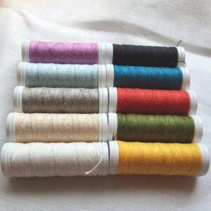 Set of Linen Thread 10 Colors, Full Colorway, Linen Spools 70 M Each ...