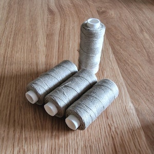 Linen Thread Natural Grey X 100 Meters Set of 1/5/10 Spools Czech Linen ...
