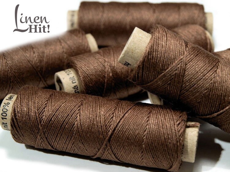 Set of Linen Thread 5/10/20 Medium Brown Spools Hand & Machine - Etsy