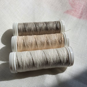 3 Spools of Linen Threads White Beige Grey 70 M Long Each, Hand ...