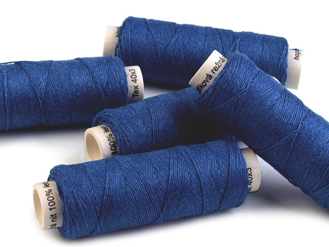 Linen Thread Set 5/10/20 Dark Blue Spools Hand & Machine Quilting ...