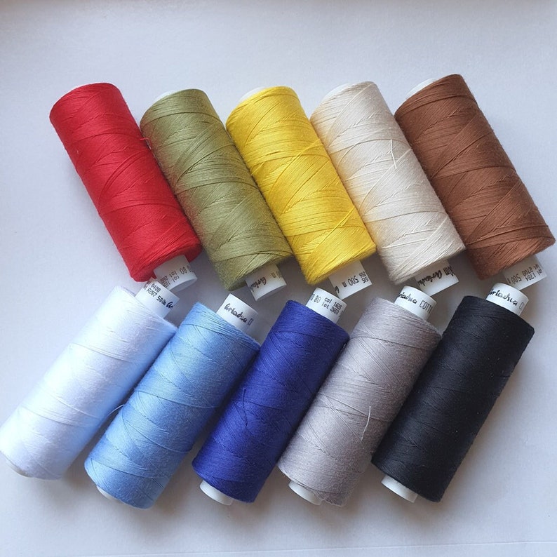 10 Colors of Cotton Threads Each Cotton Bobbin 500 M Cotto 80 Threads ...