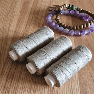 Linen Thread Natural Grey X 100 Meters Set of 1/5/10 Spools Czech Linen ...