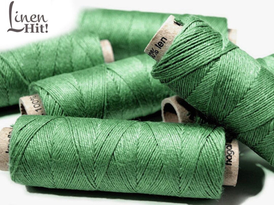 Bright Green Linen Thread 5 Spools Hand & Machine Quilting Sewing Craft ...