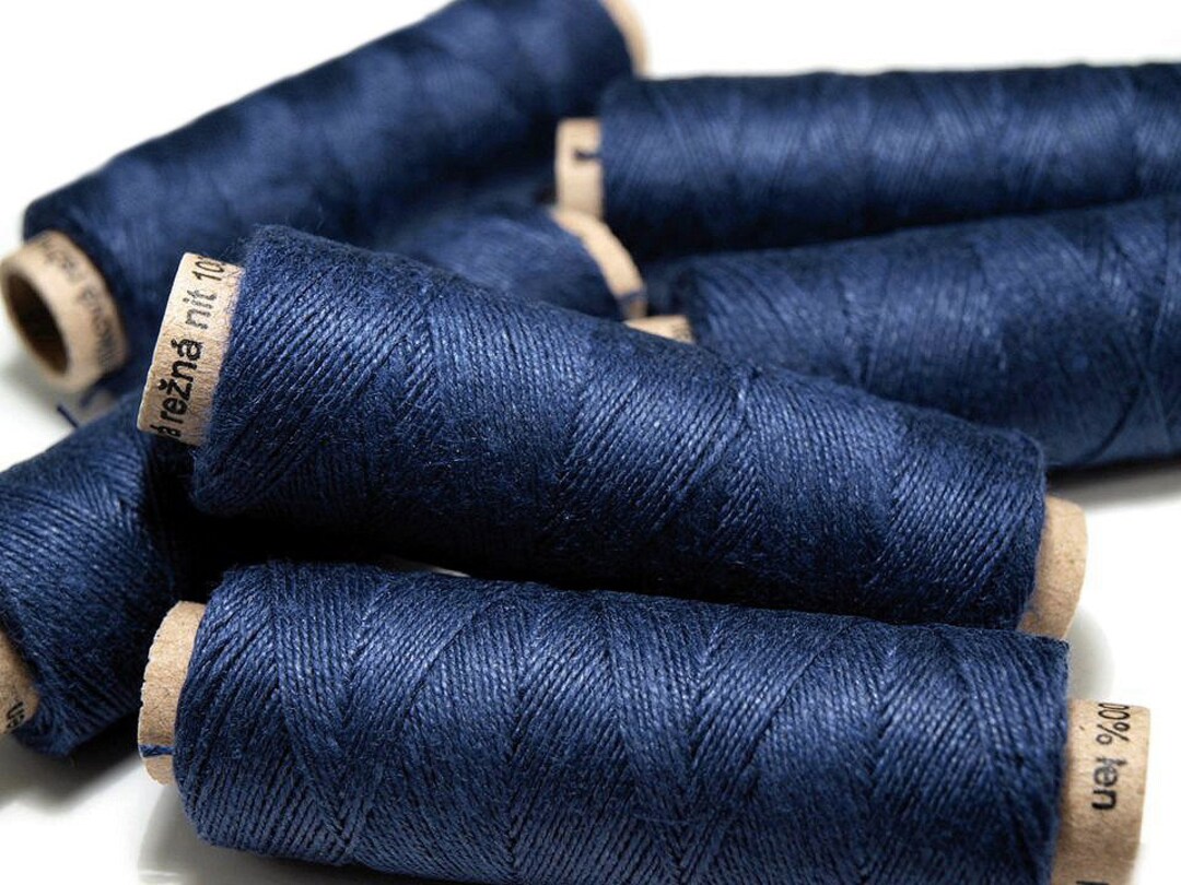 Set of Linen Thread 1/5/10/20 Navy Blue Spools Hand & Machine Quilting ...