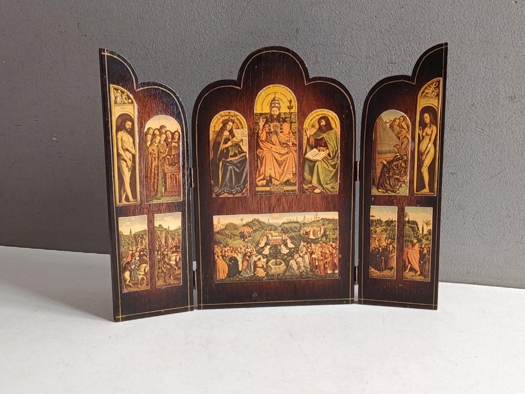 Vintage Triptych Polyptych Wood Panels With Images Icon of Jesus Christ ...