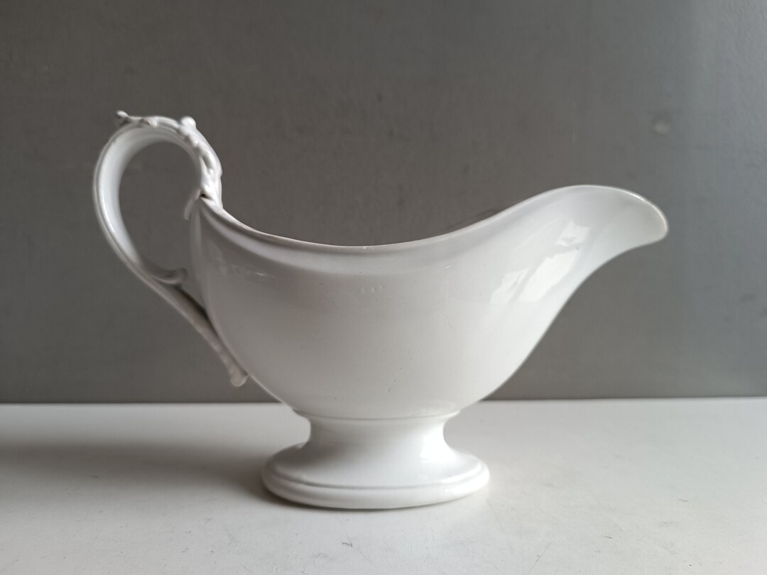 French Antique Sauceboat Sauce Bowl White Ironstone Sauciere Creil ...