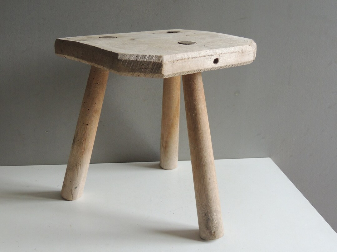 Antique French Milking Wood Stool Farmhouse / Primitive Tripod - Etsy