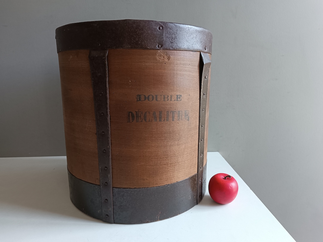 French Antique Rare Large Wood Measure Grain Pot Canister Container ...