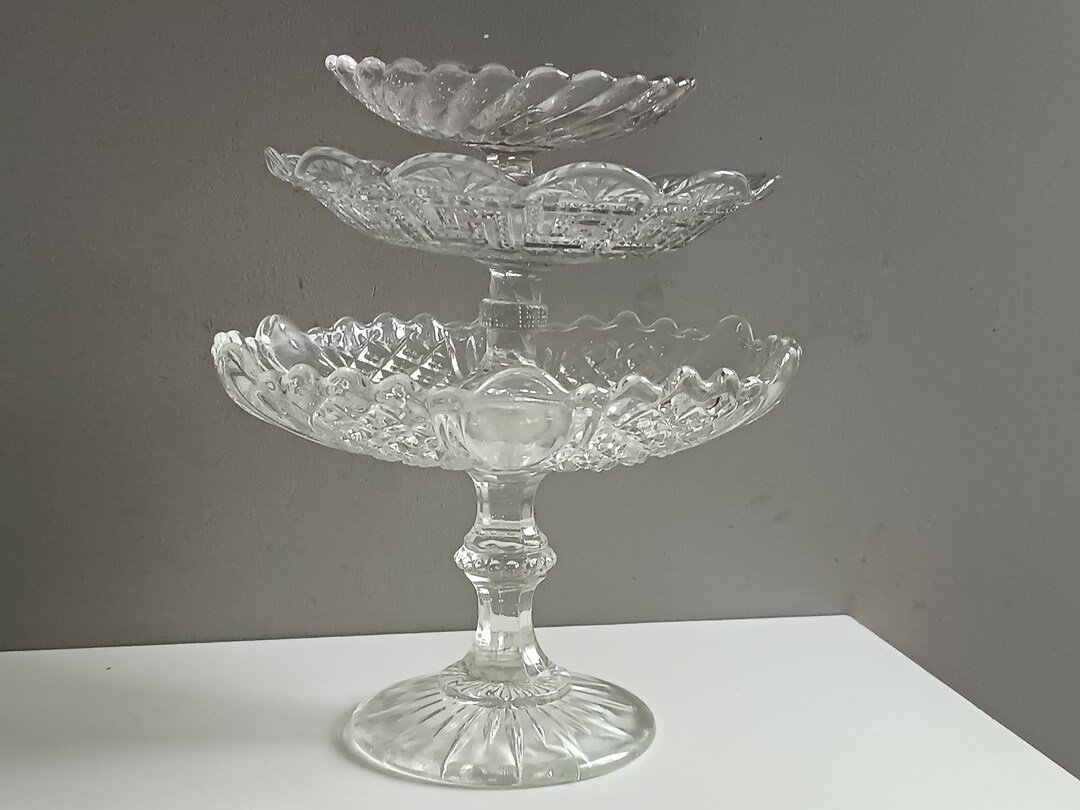 Antique French Glass Compote Bowl Stand Fruits Dish / Vintage Cup ...
