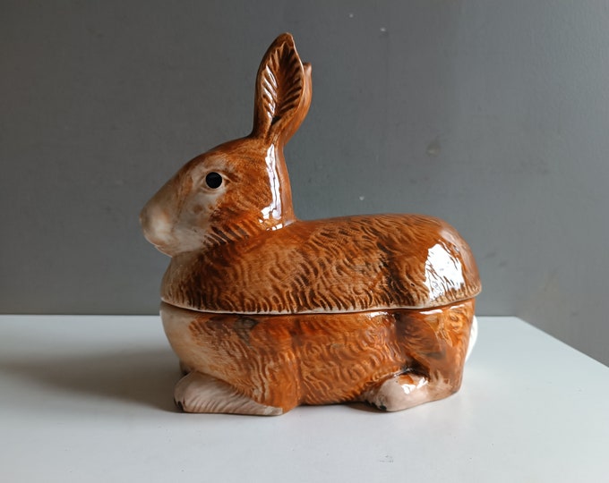 Terrine Brown Rabbit Bunny Hare Ceramic by Michel Caugant / Faience ...
