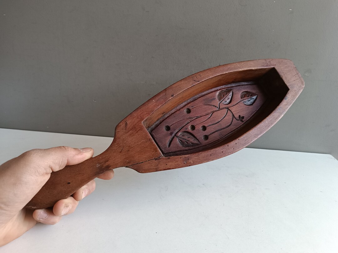 Antique Large Wood Butter Mold Mould Hand Carved With Fruits Decor ...