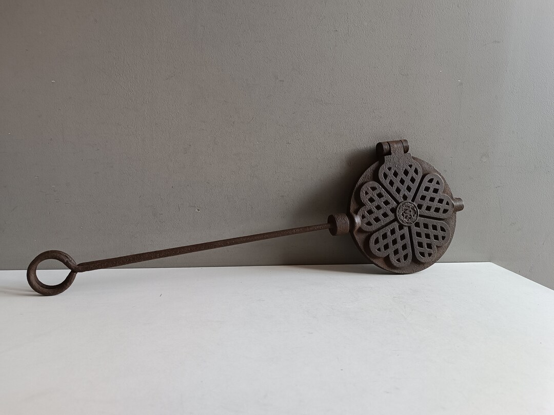 French Vintage Cast Iron Waffle Maker Manufrance for Heart-shaped Wafer ...