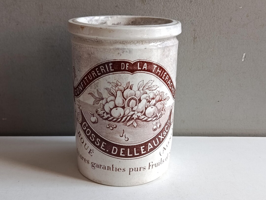 French Jam Ironstone Jar Pot Thierache Jam Factory 1800s / Rare Pattern ...