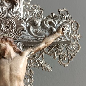 French Antique Nice Large Altar Crucifix Christ Calvary Chalkware on ...