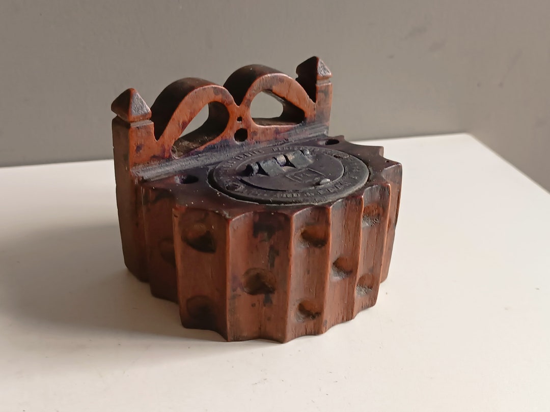 French Antique School Inkwell Carved Monoxyl Wood / Paris / Desk Office ...