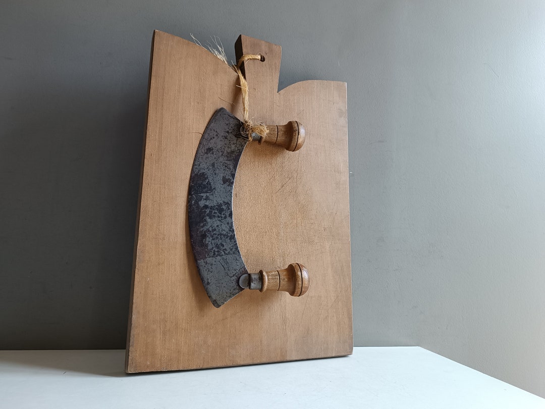 Antique French Large Thick Wood Huge Cutting Board Rustic With Chopper ...