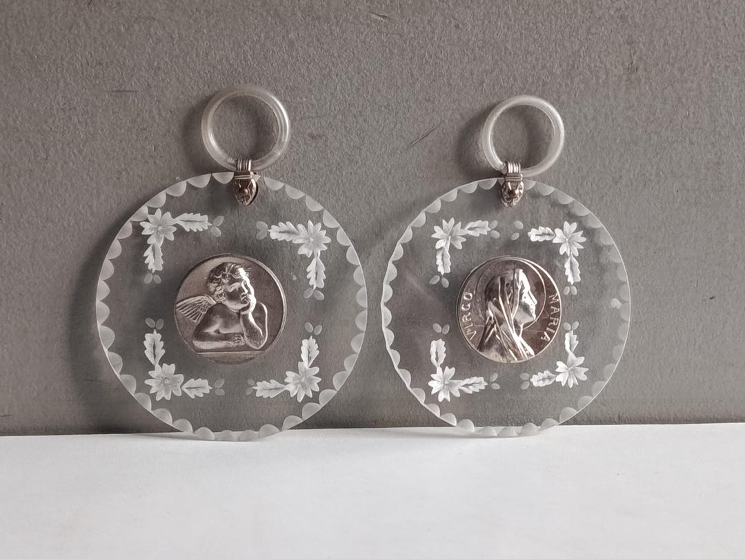 French Antique Cradle Medal Medallion With the Virgin Mary Madonna and ...