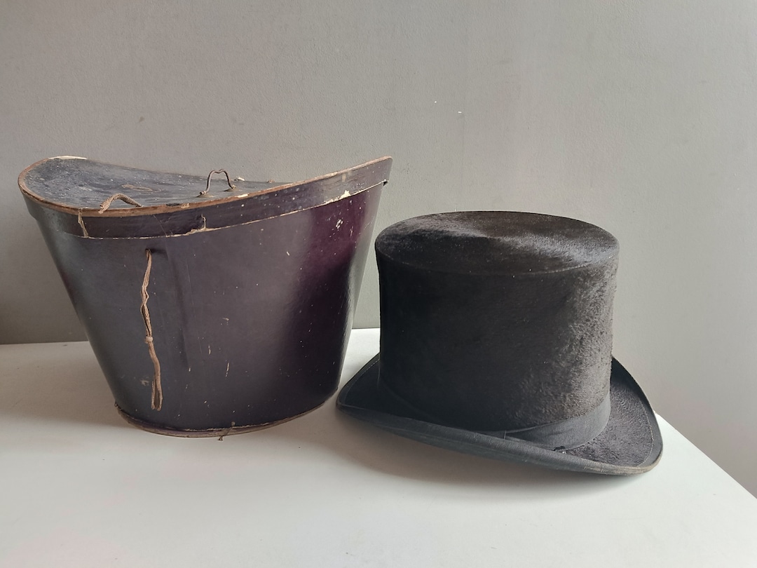 Genuine French Antique Top Hat in Black Felt in Its Original Box Hatbox ...