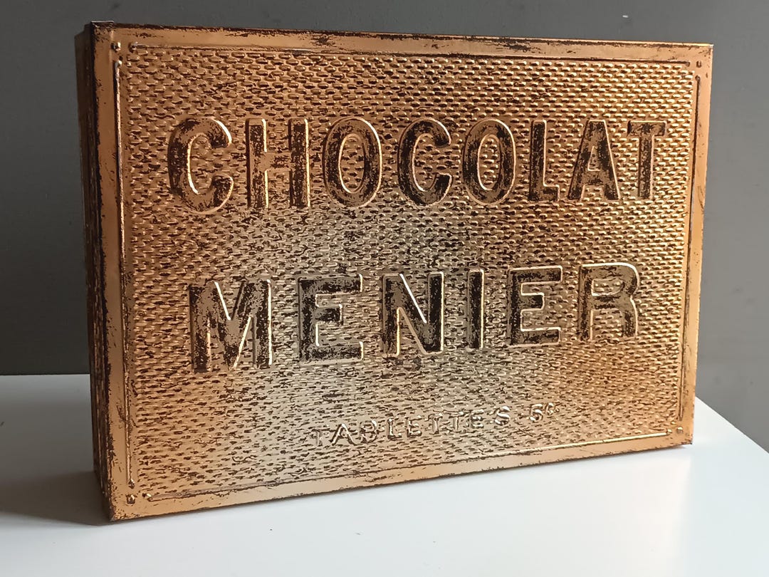 French Antique Large Metal Box Tin Shop Display for Chocolate Bars ...