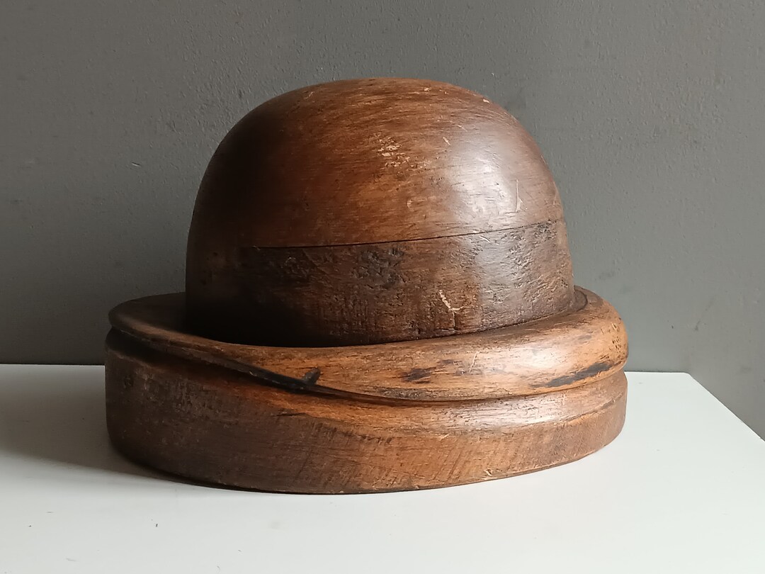 Antique French Wood Millinery Modiste Hat Form Mold Block Bowler Shape ...