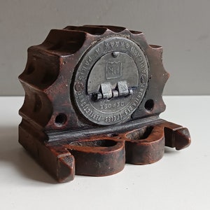French Antique School Inkwell Carved Monoxyl Wood / Paris / Desk Office ...