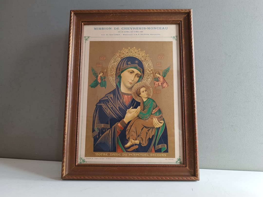 Antique French Religious Frame Art Print Chromo Lithography - Etsy