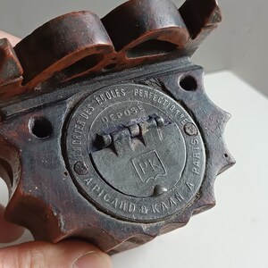 French Antique School Inkwell Carved Monoxyl Wood / Paris / Desk Office ...