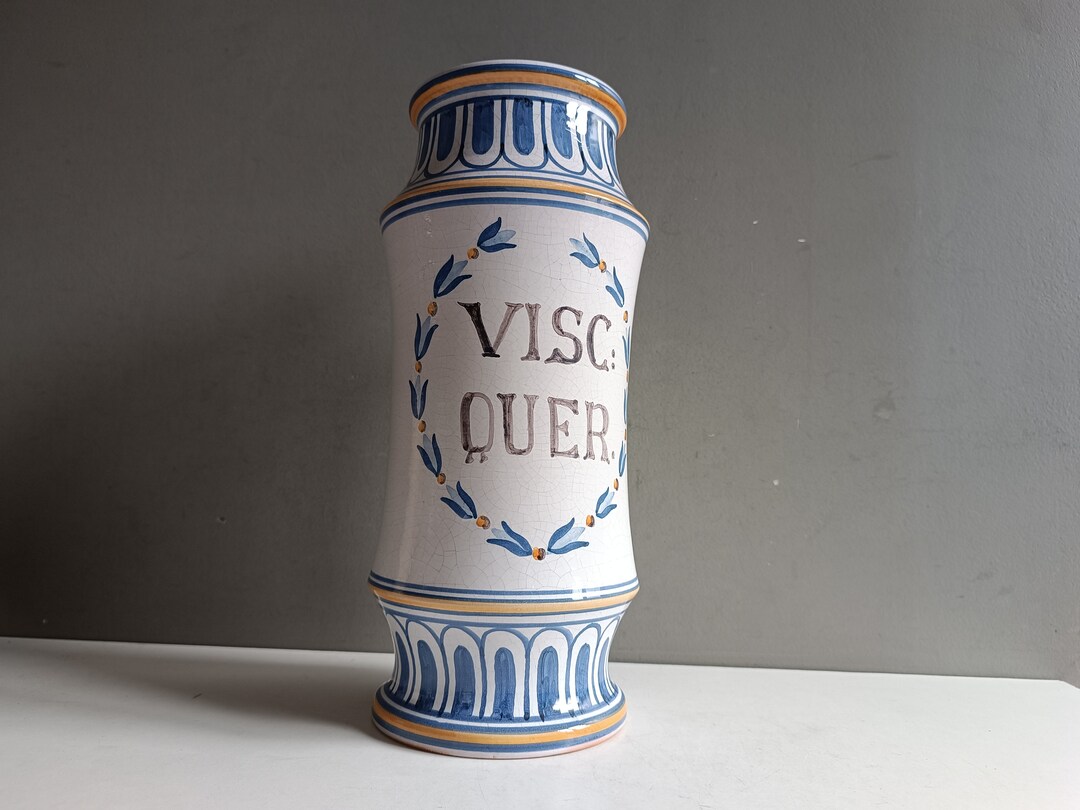 Vintage French Large Pot Jar Apothecary Pharmacy Ironstone Ceramic With ...