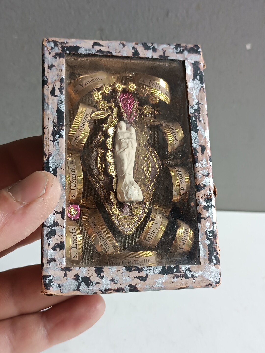 Antique French Reliquary With 11 Relics Bones & Fabrics of Saints/ Rare ...