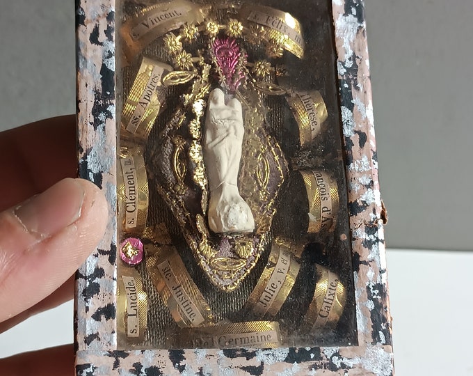 Antique French Reliquary With 11 Relics Bones & Fabrics of Saints/ Rare ...