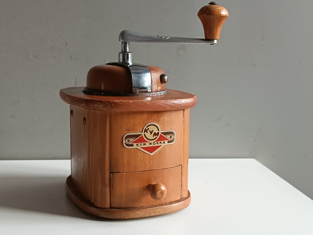 Vintage Coffee Mocha Grinder KYM Wood / Rare Pattern All Original - Etsy