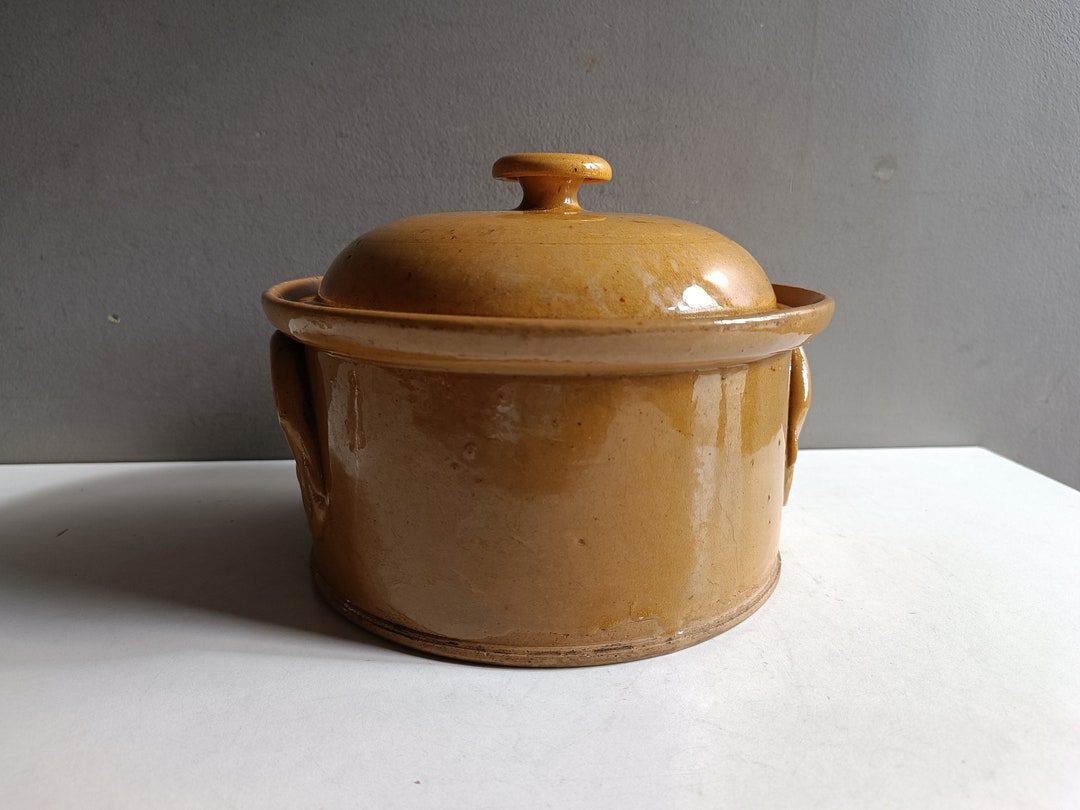French Antique Yellow Glazed Sandtsone Terrine Tureen / Preserve Jar ...
