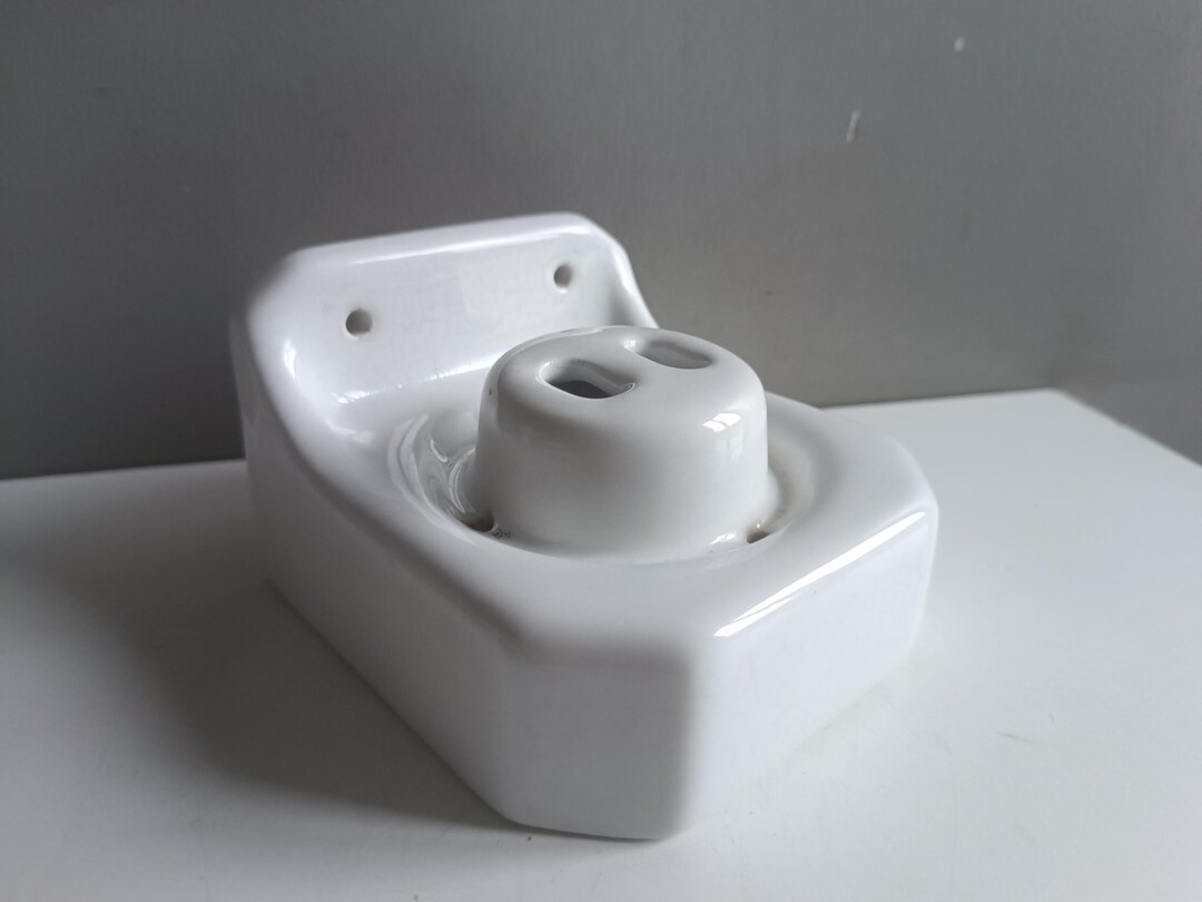 Antique French White Thick Ceramic Porcelain Wall Toothbrush Toilet ...