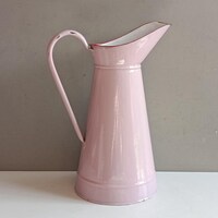 Large White Enamel Pitcher, Mid Century Enamelware - Etsy