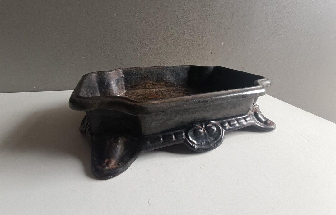 Antique French Large Enamel Cast Iron Spittoon Black Original Shape ...