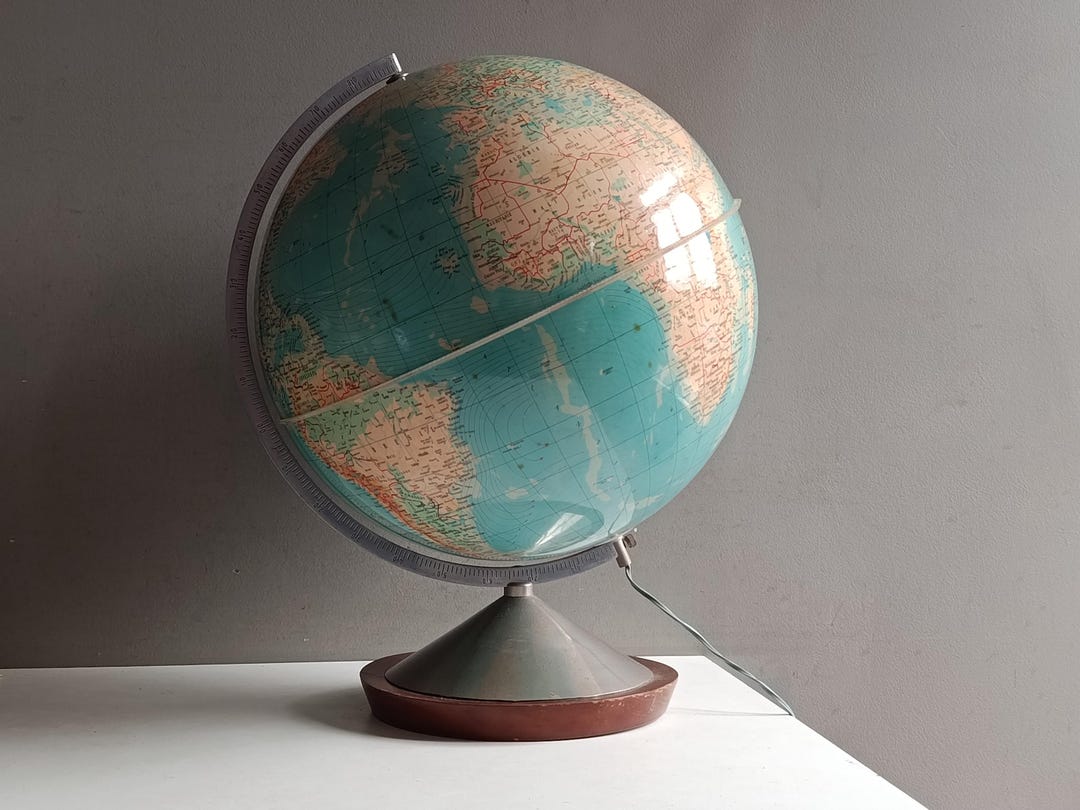 Vintage Large XL Earth World Map Light Terrestrial Globe 1960s-70s ...
