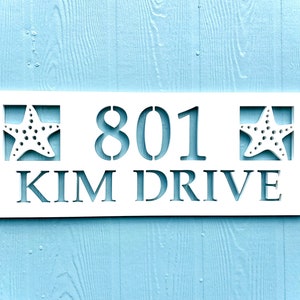 Full Street Address Plate With Starfish, Coastal Beach House Address ...