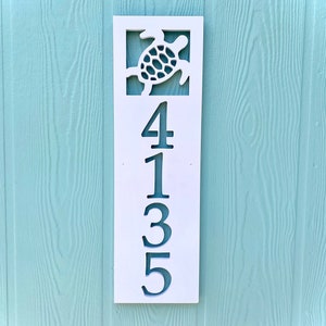 Weatherproof Sea Turtle Address Sign: Vertical Coastal House Numbers ...