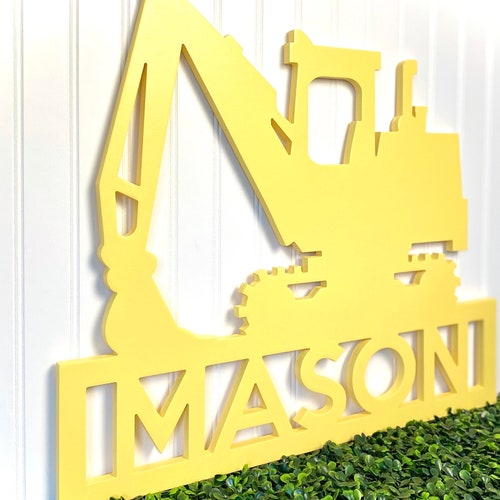 Excavator Digger Name Sign Boys Construction Truck Room | Etsy