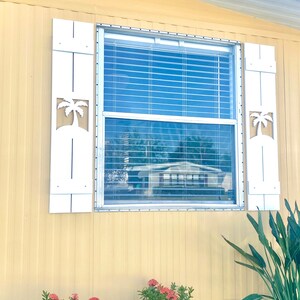 Weatherproof Palm Tree Shutter for Beach House, PVC Exterior Window ...