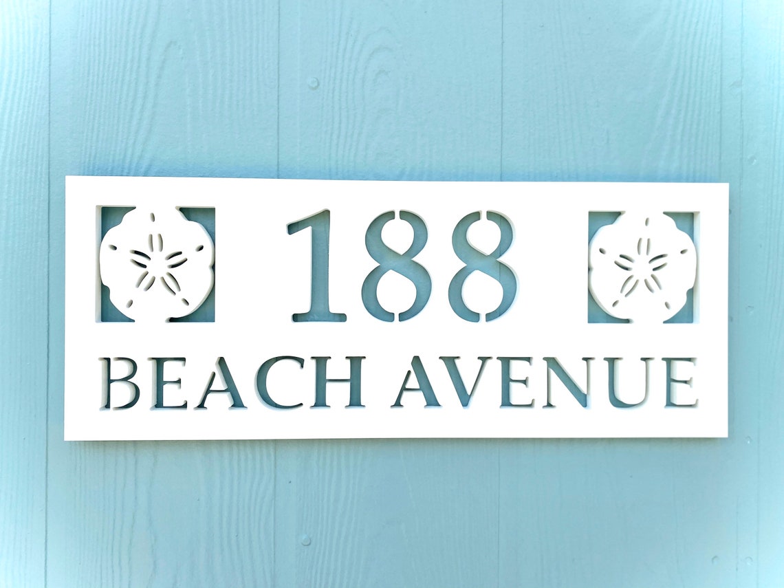 Full Street Address Plate With Starfish Coastal Beach House - Etsy