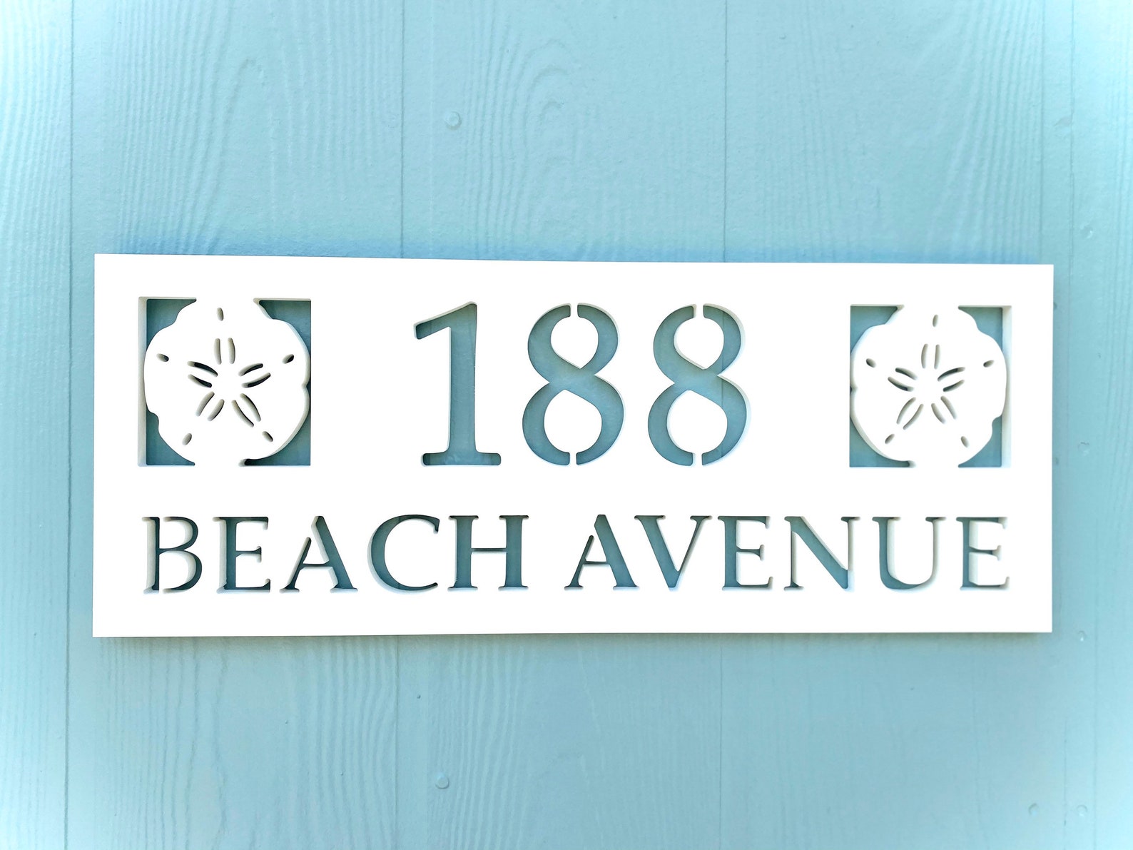 Full Street Address Plate With Starfish Coastal Beach House - Etsy