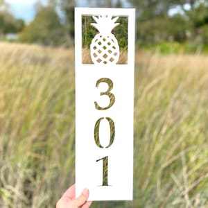 Vertical Pineapple Address Sign, Coastal Beach House Address Plaque ...