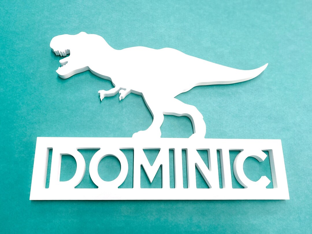 Kids Dinosaur T Rex Name Sign, Boys or Girls Jurassic Bedroom Decor ...